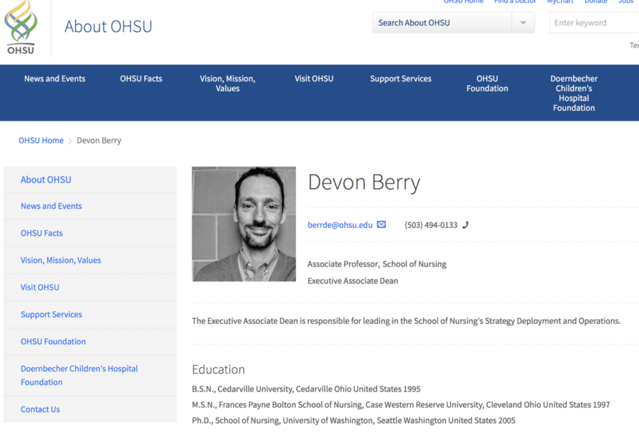 2018-09-30 Devon Berry page at OHSU - Thou Art The Man