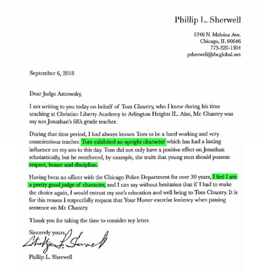 2018-10-26 Chantry support letter from father of student Sherwell ...